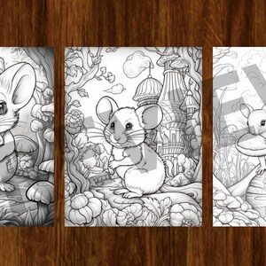 Fairytale Mice Coloring Book, Adults Kids Instant Download -grayscale ...
