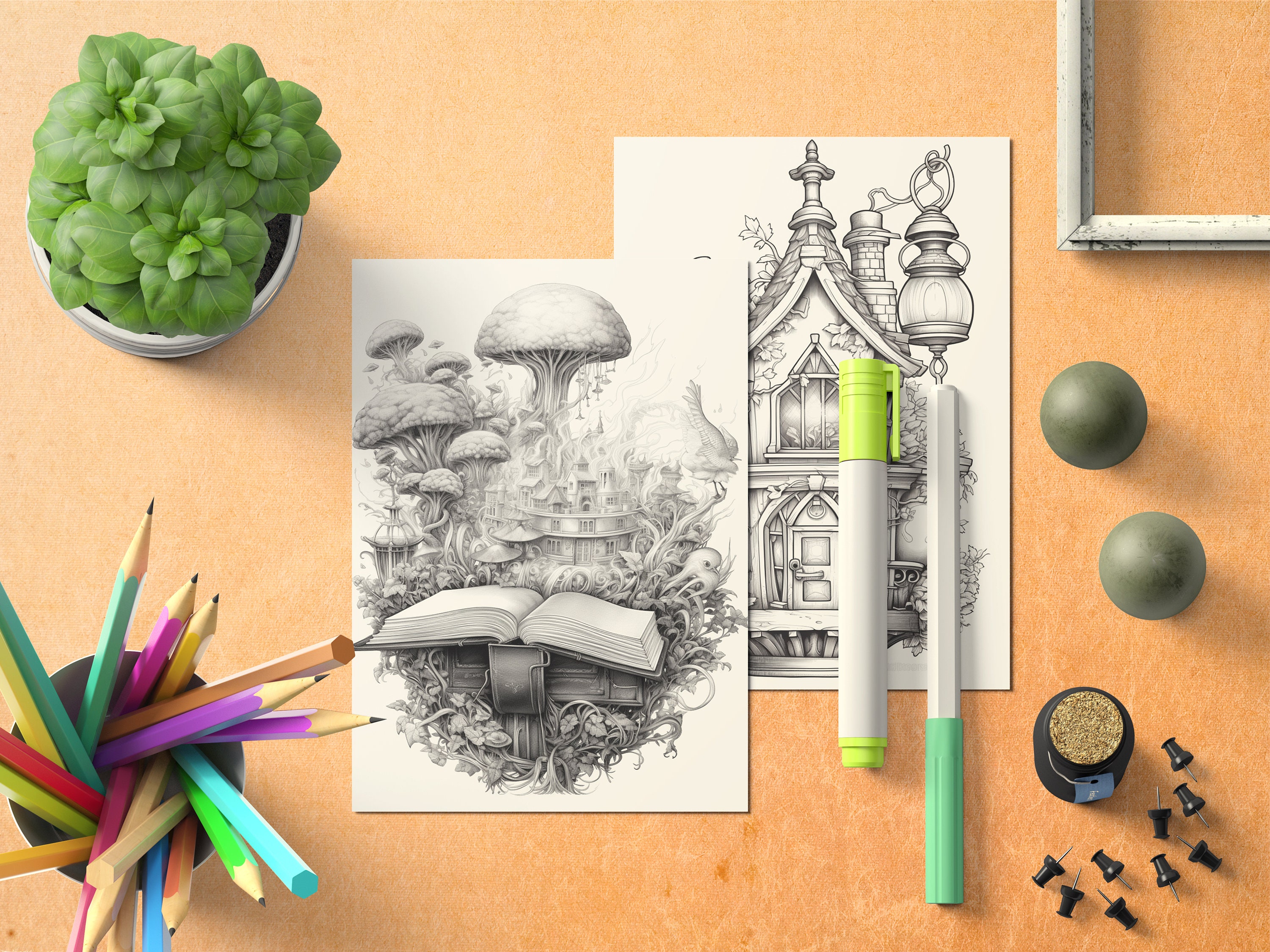 Dark Magic Open Book Coloring Book: Mystical Spell Pages 39 Detailed ...