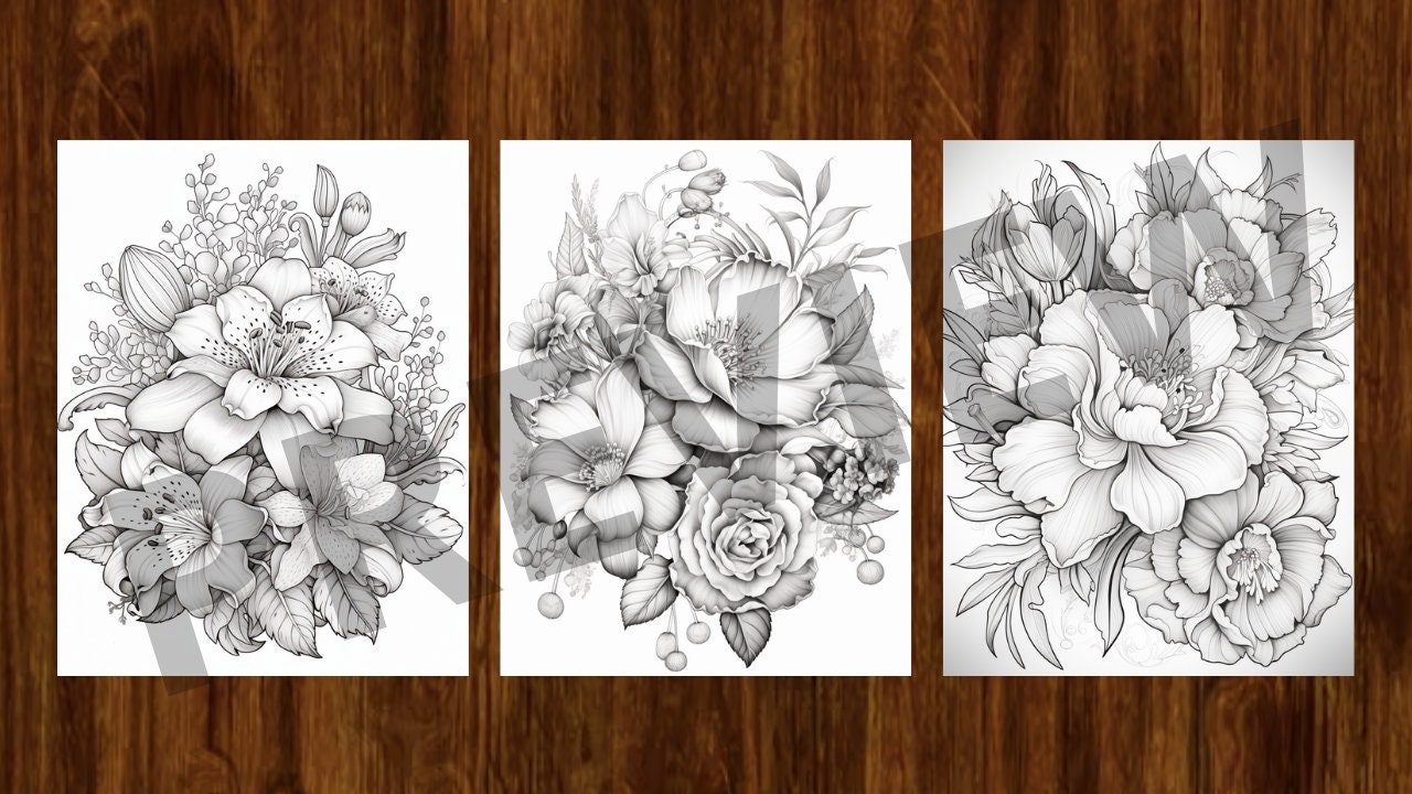 35 Realistic Flowers Coloring Pages | Printable Adult Coloring Pages ...