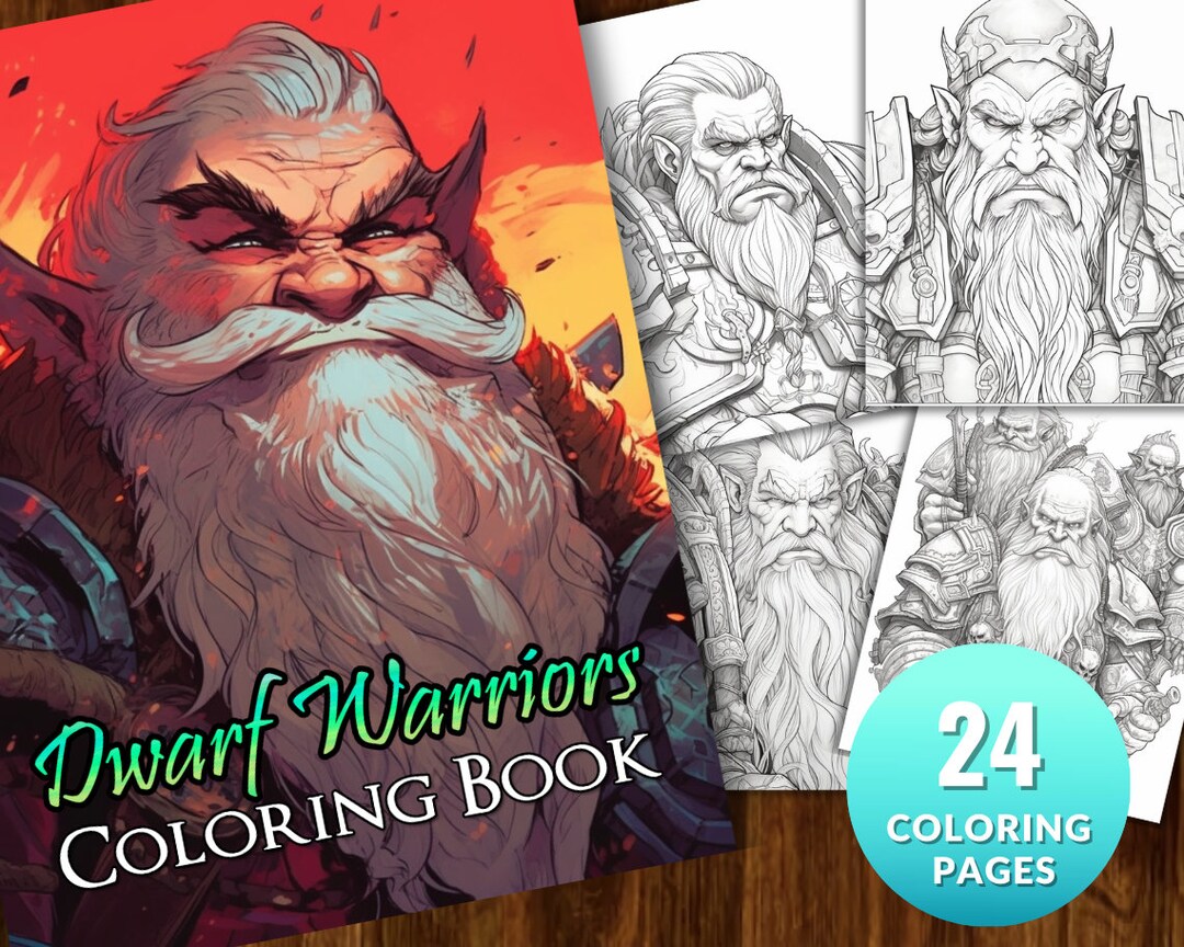 Dwarf Defenders Fantasy Coloring Book - 24 Unique Dwarf Warrior RPG ...