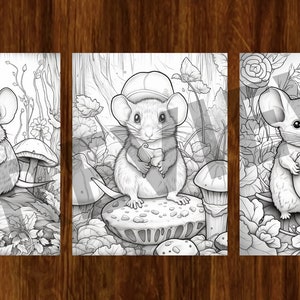 Fairytale Mice Coloring Book, Adults Kids Instant Download -grayscale ...
