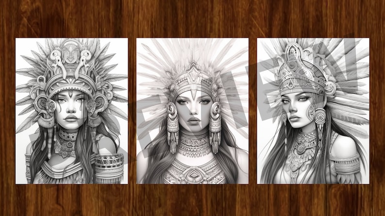 Aztec Majesty Coloring Book: 37 Regal Aztec Queens & Princesses ...