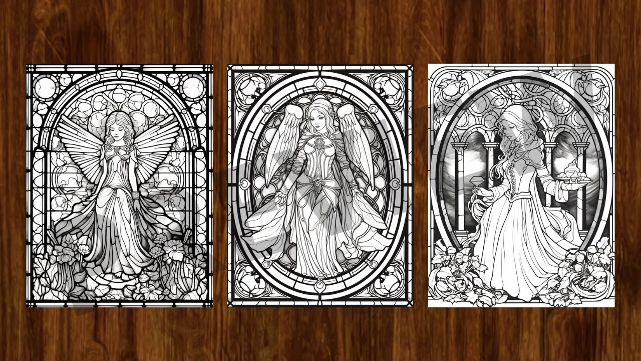 37 Stained Glass Collection Coloring Page Adults Kids - Etsy