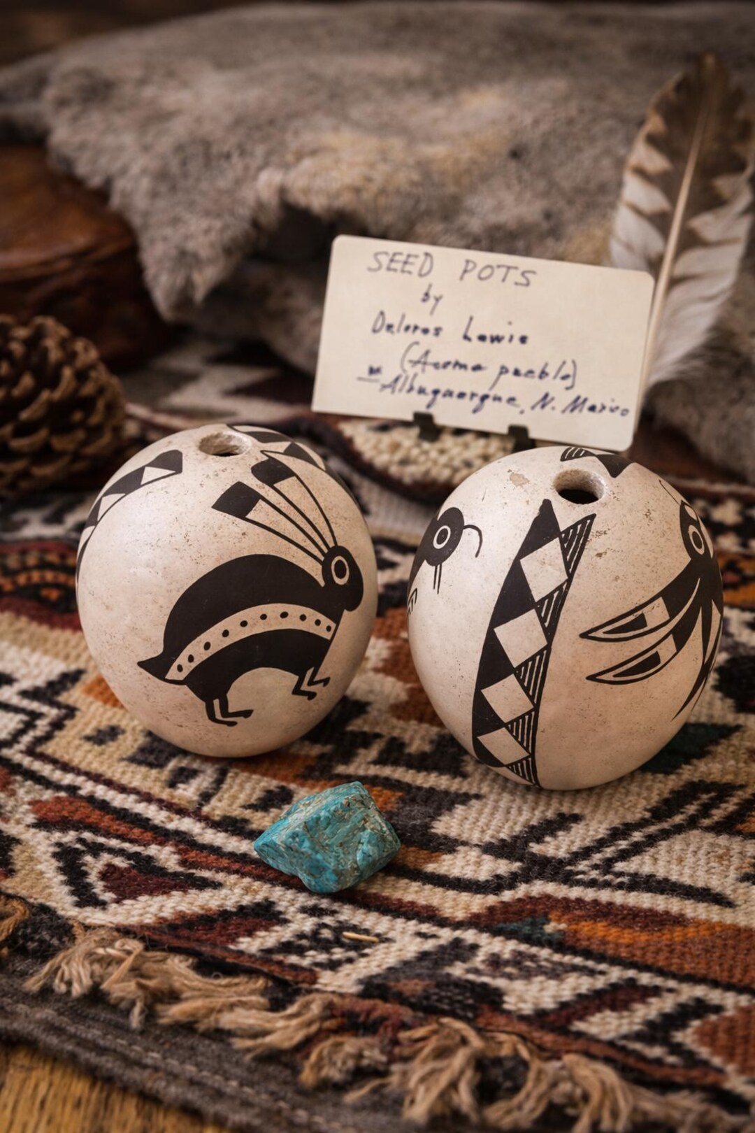 Pair of Vintage Acoma Pueblo Seed Pots Signed by Dolores Lewis – Hand ...