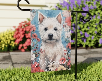 Westie Stained Glass Style Garden & House Banner, Westie Garden Flag ...