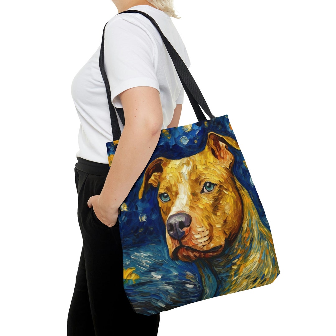 Pitbull Tote Bag Van Gogh Style Pittbull Gift Ideas Versatile for ...