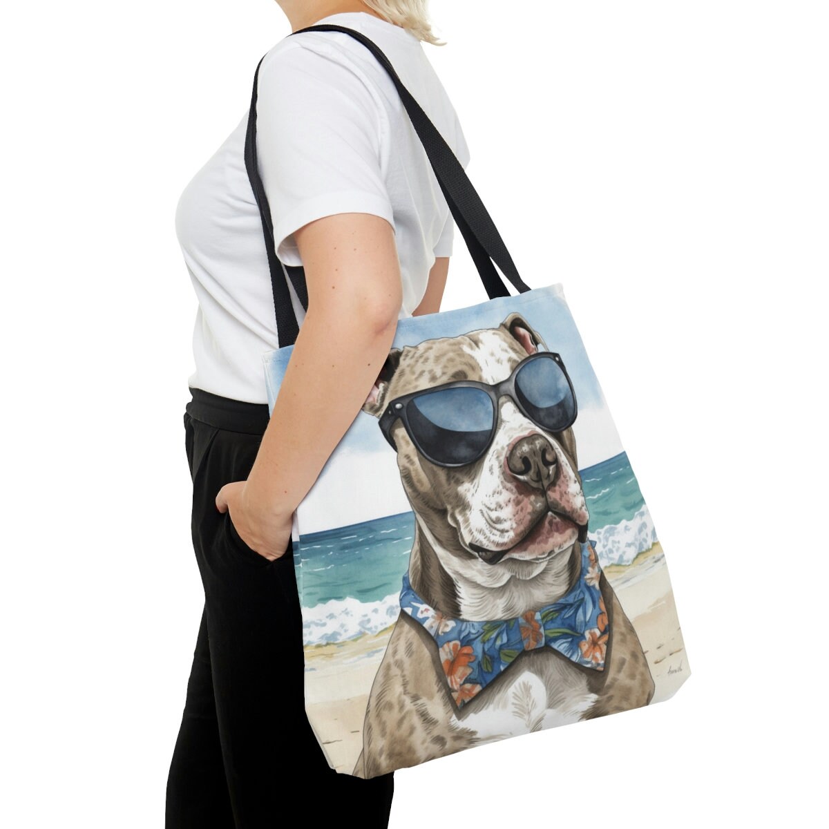 Pitbull Tote Bag Cute Beach Themed Bag Womens Handbag Pitbull Gift Dog ...