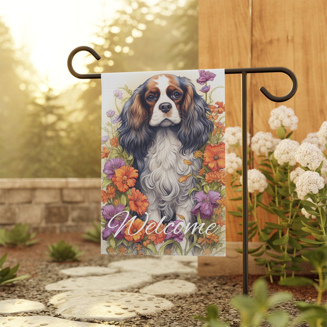 Cavalier King Charles Spaniel Garden Flag Outdoor Garden Decor Dog ...