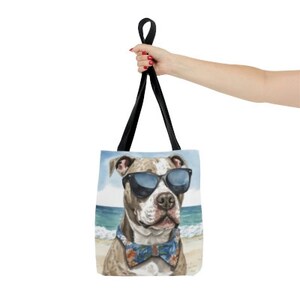 Pitbull Tote Bag Cute Beach Themed Bag Womens Handbag Pitbull Gift Dog ...