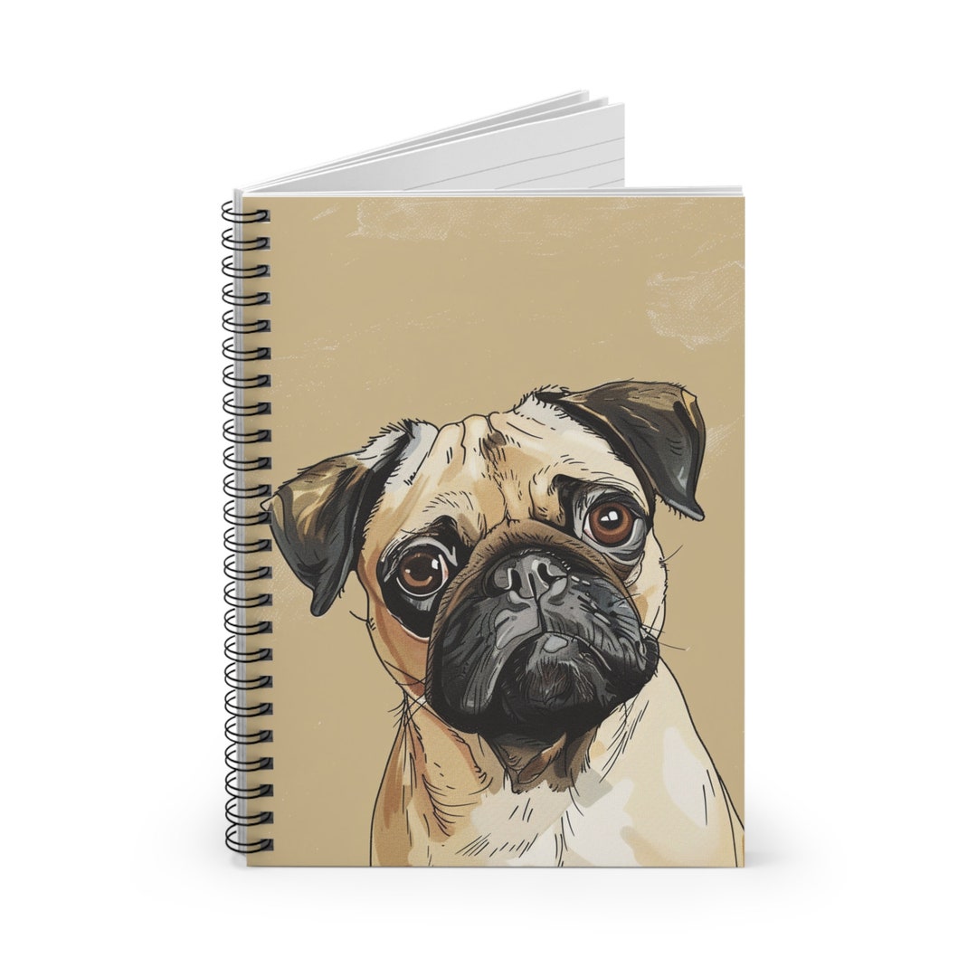 Pug Notebook, Cute Journal, Pug Gift, Spiral Notepad, School Supplies ...