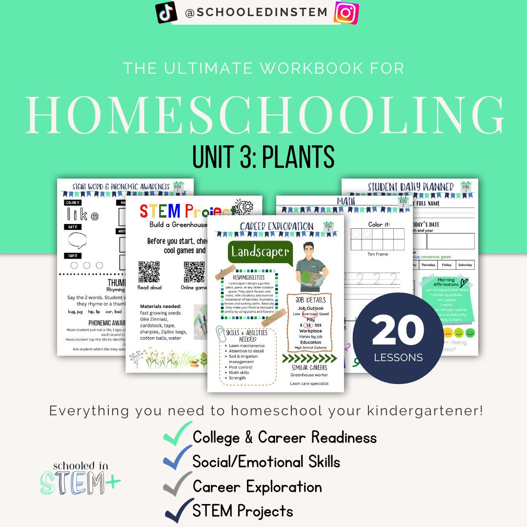 Kindergarten Unit 3 Workbook Homeschool Simple Beginner Friendly STEM ...