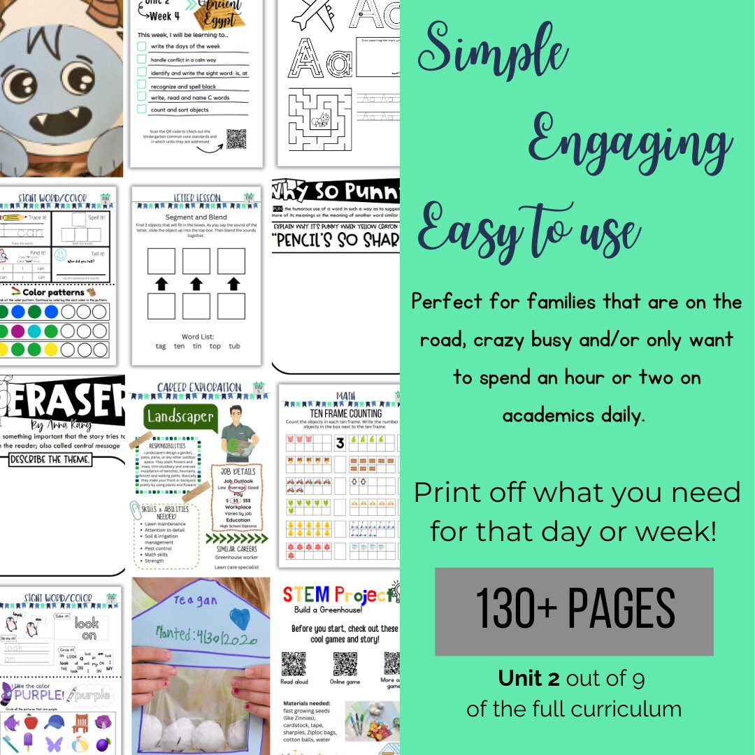 Kindergarten Unit 3 Workbook Homeschool Simple Beginner Friendly STEM ...