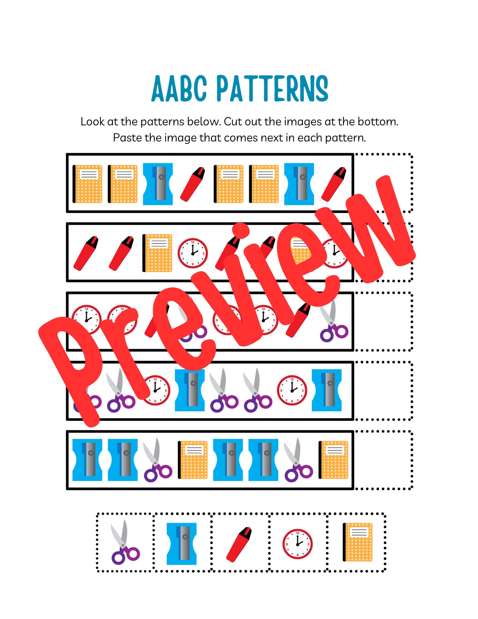 Preschool Patterns Learning Pack | Kindergarten | Printable Worksheets ...