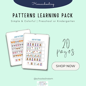 Preschool Patterns Learning Pack Kindergarten Printable Worksheets Back ...