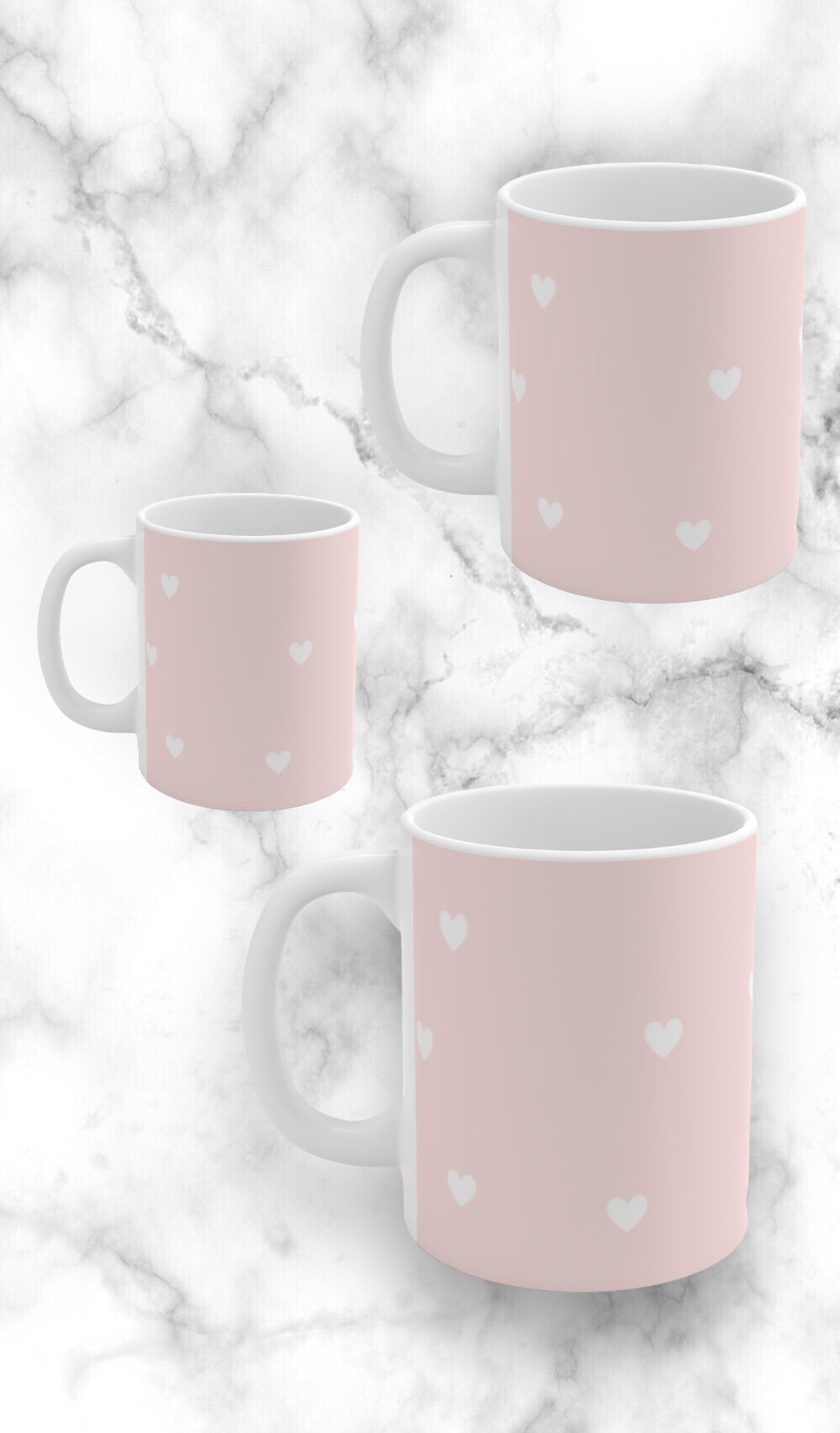 Cute Everyday Mug, Cute Valentines Day Gift, Pastel Neutral Pink Heart ...