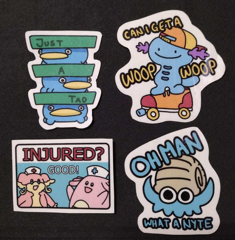 Poke Pals Silly Stickers Wooper Lotad Chansey Audino and Omanyte - Etsy