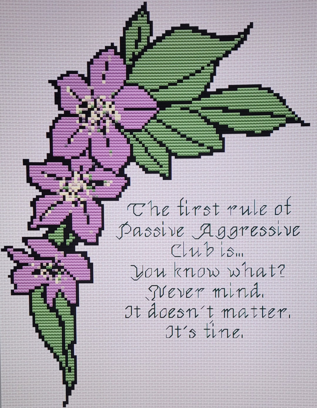 Passive Aggressive Club Rules Cross Stitch Pattern Nerdy Geeky Alternative Quirky Funny Adult - Etsy