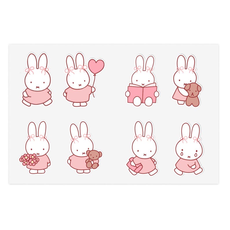 Pink Miffy Sticker Sheet - Etsy