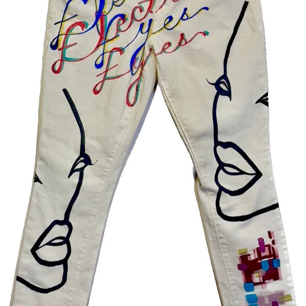 Hand Painted Jeans - Etsy