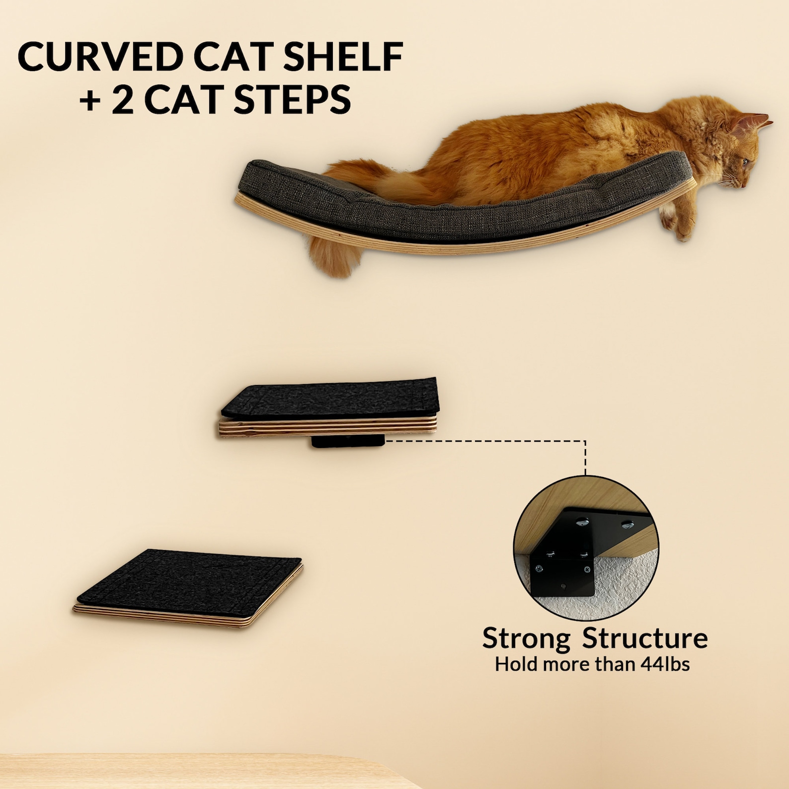 Large Cat Wall Shelves With Steps, Cat Wall Furniture, Cat Window Seat ...