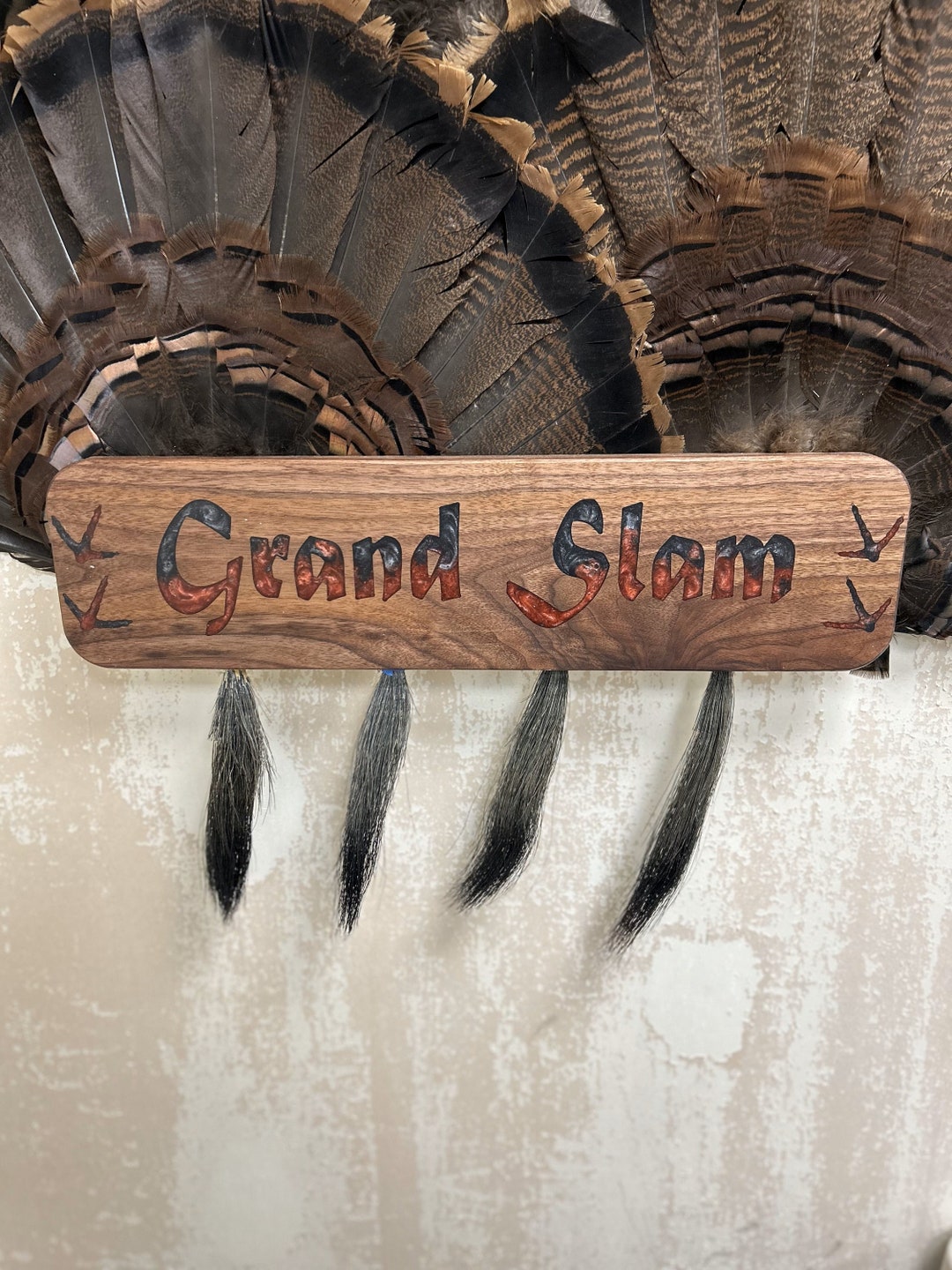 Multi-tail *custom* Turkey Tail/beard Mount Plaque Epoxy & Wood - Satin ...