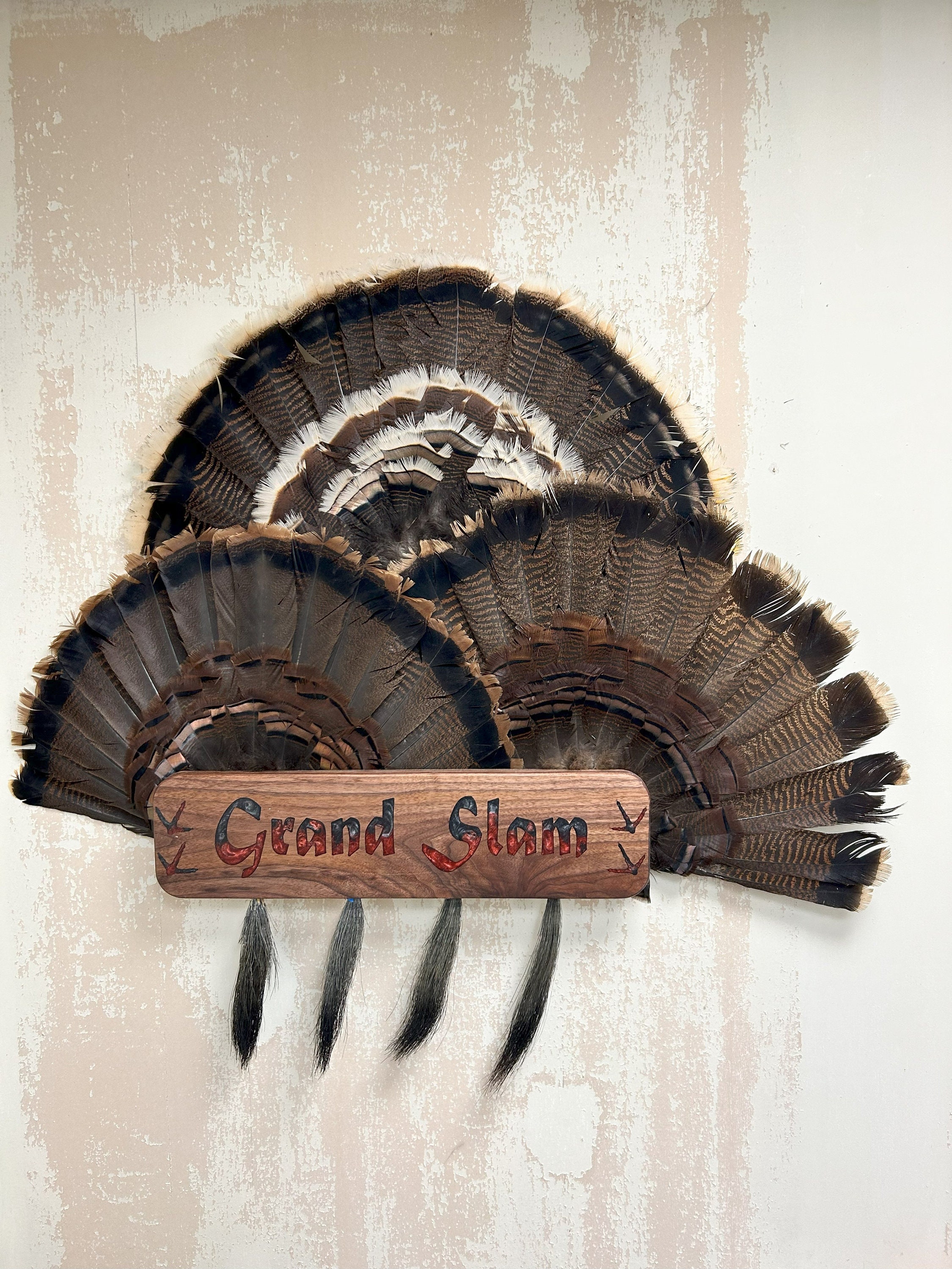Multi-tail *custom* Turkey Tail/beard Mount Plaque Epoxy & Wood - Satin ...