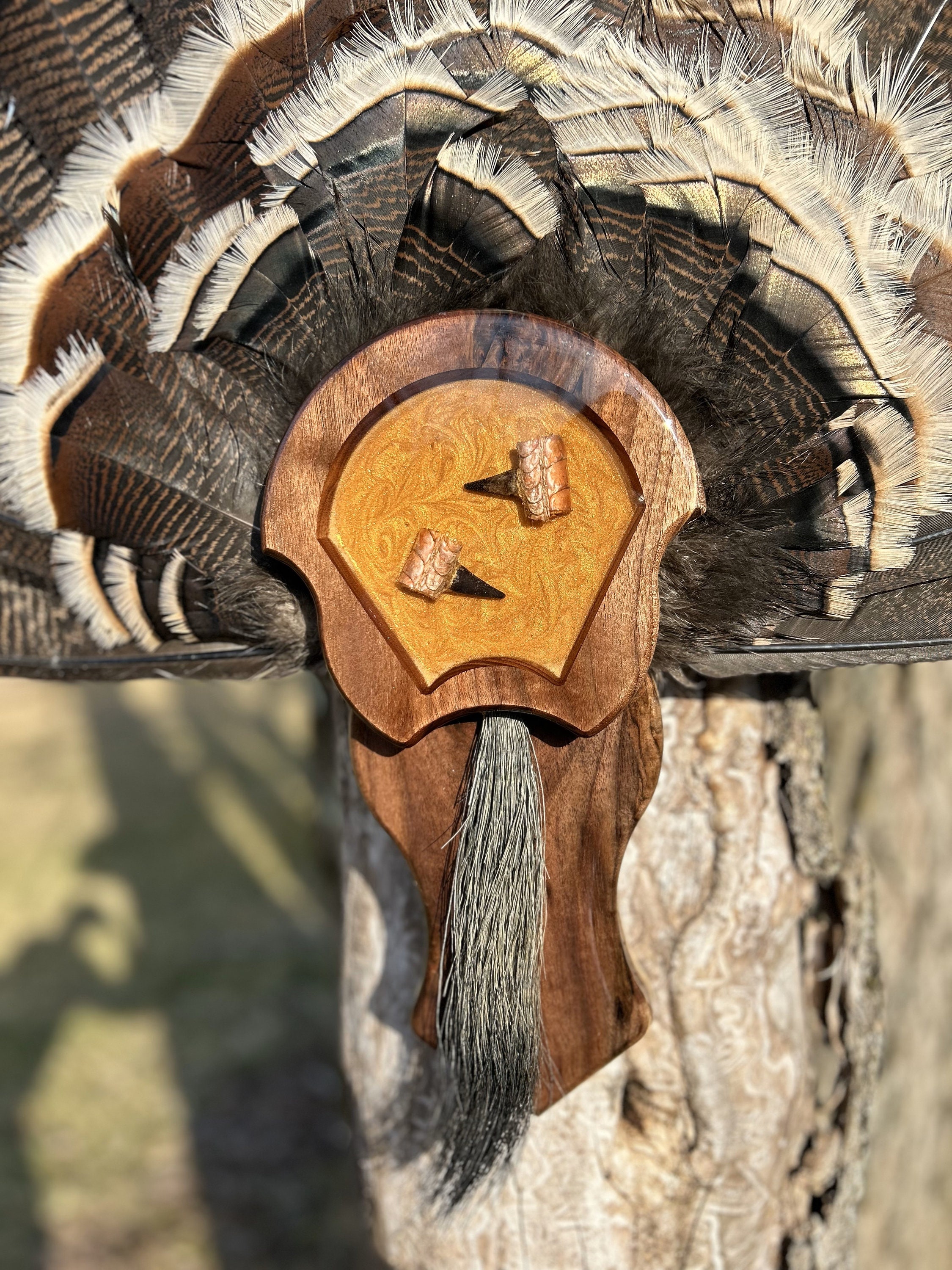 Keepsake Turkey Tail/beard Mount Plaque Epoxy & Wood - High Gloss ...