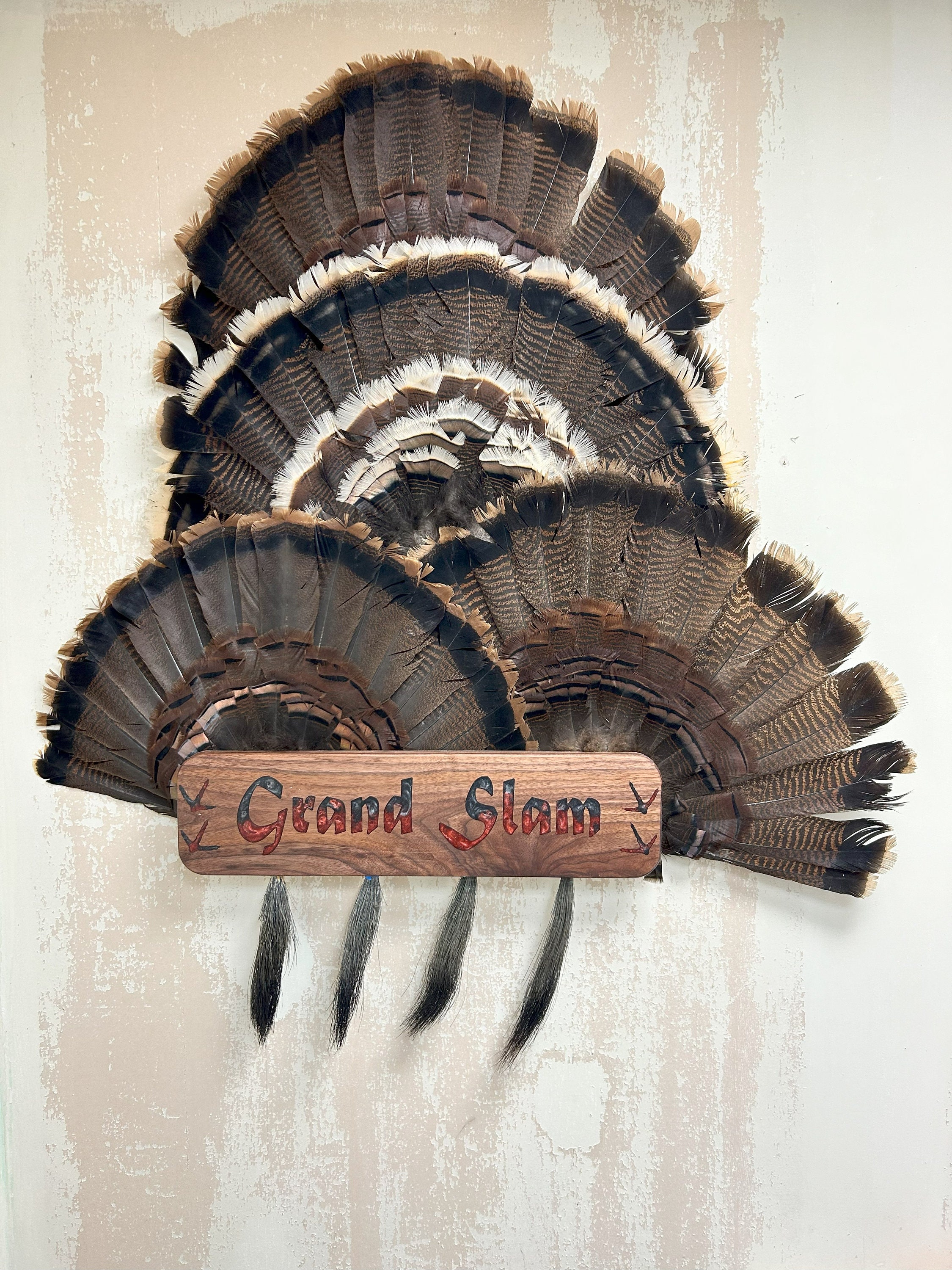 Multi-tail *custom* Turkey Tail/beard Mount Plaque Epoxy & Wood - Satin ...