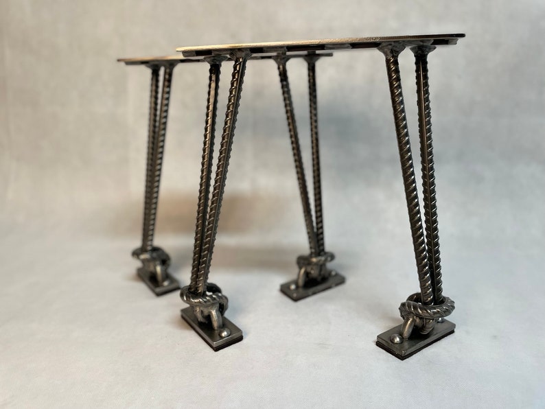 Dual Mount Rebar Hair Pin Leg Set - Nautical Knot - Coffee Table Legs ...