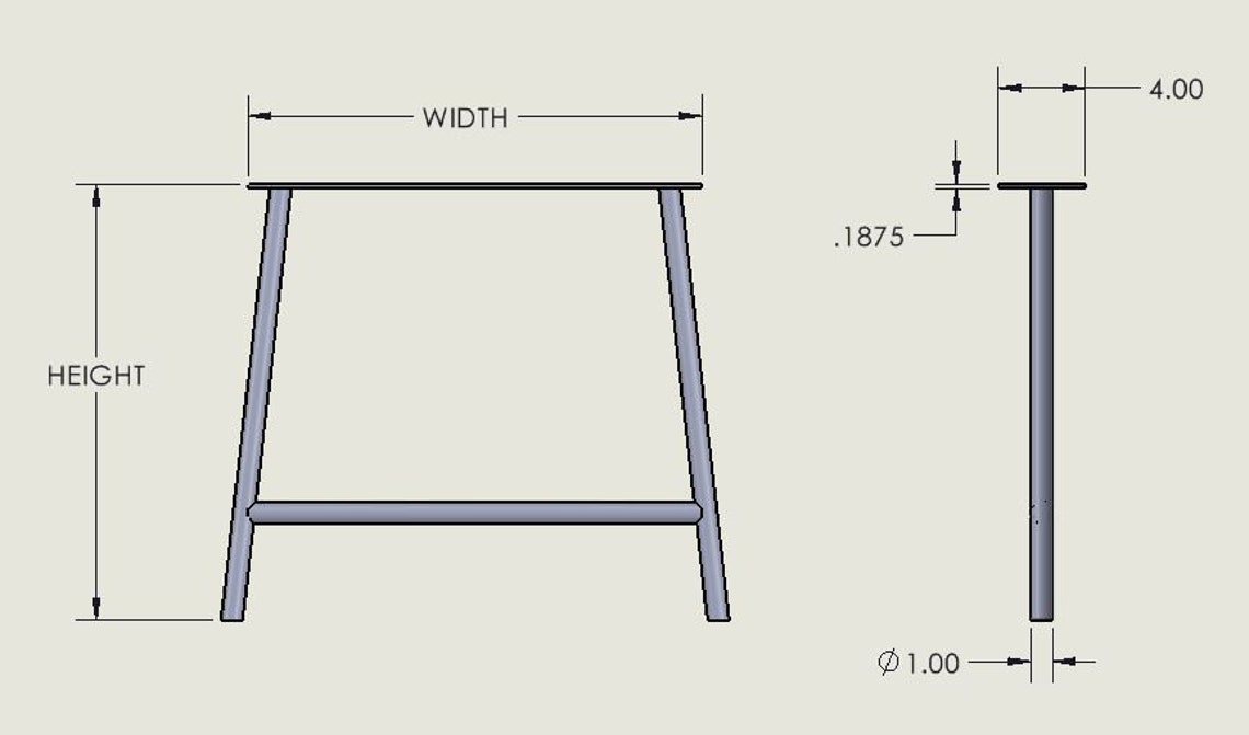 A Frame Table Legs - 3/4" Solid Rebar Table Legs - Pair - Steel Table ...