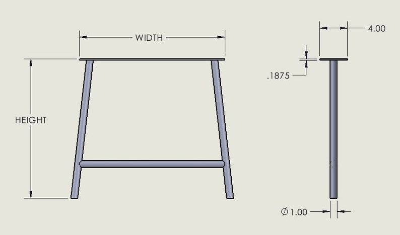 A Frame Table Legs - 3/4" Solid Rebar Table Legs - Pair - Steel Table ...