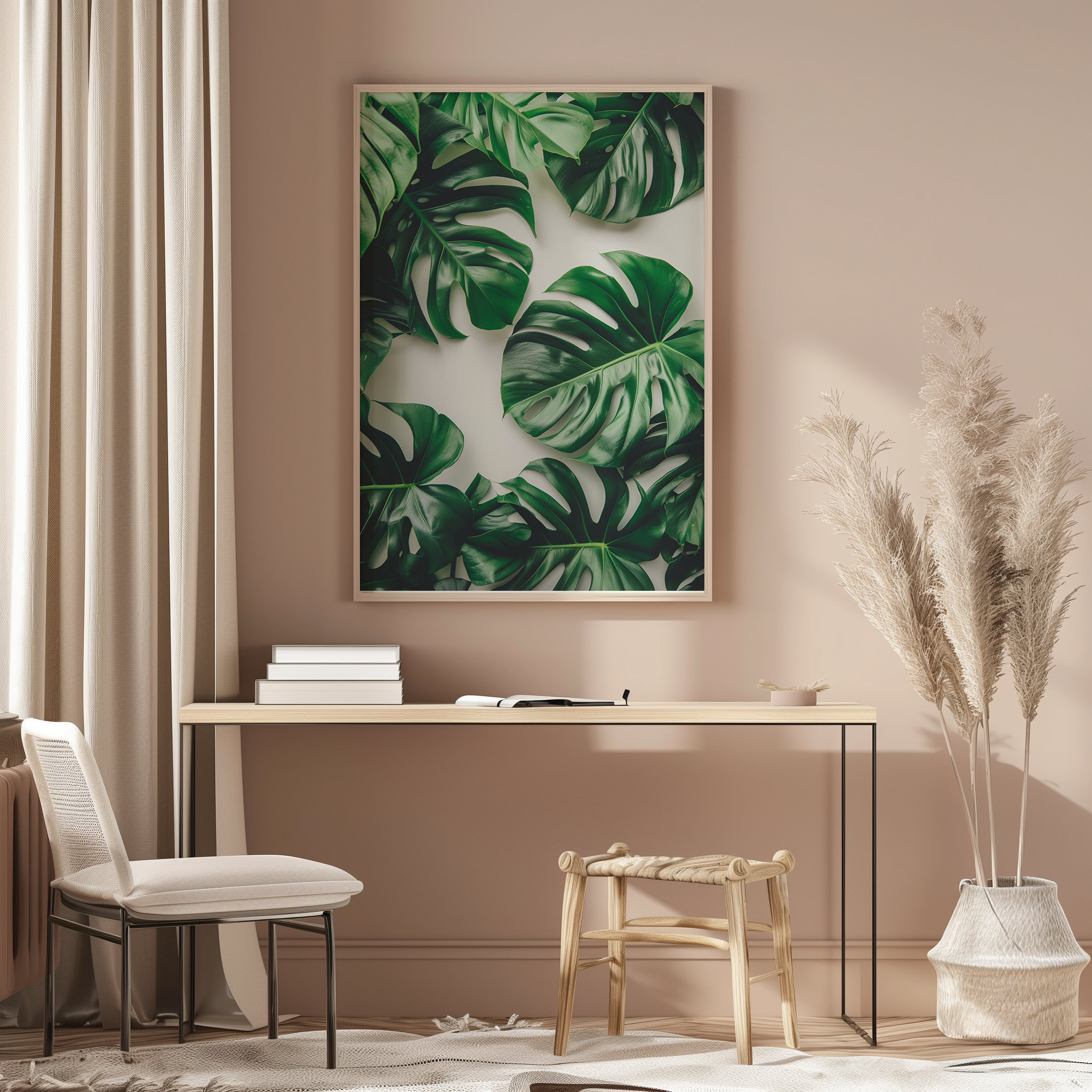 Monstera Deliciosa Leaves | Large Botanical Tropical Wall Art | Premium ...