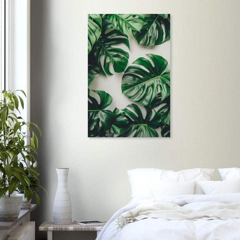 Monstera Deliciosa Leaves | Large Botanical Tropical Wall Art | Premium ...
