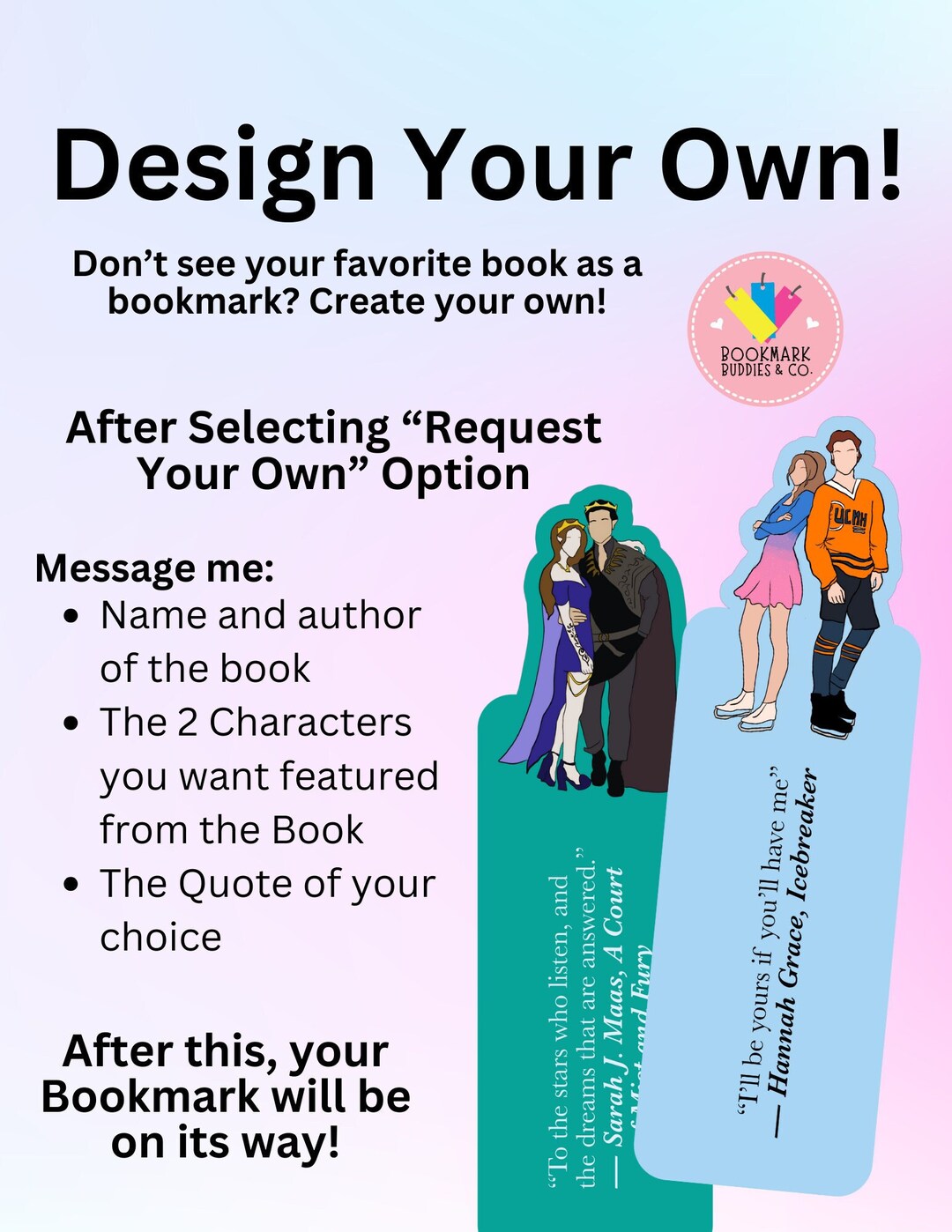 Design Your Own Character Quote Bookmark, Personalized Illustrated ...