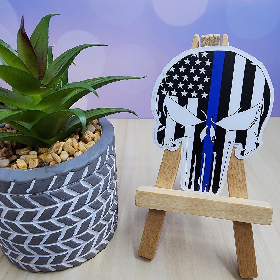 Thin Blue Line Punisher Die Cut Sticker (set of 2) - Etsy