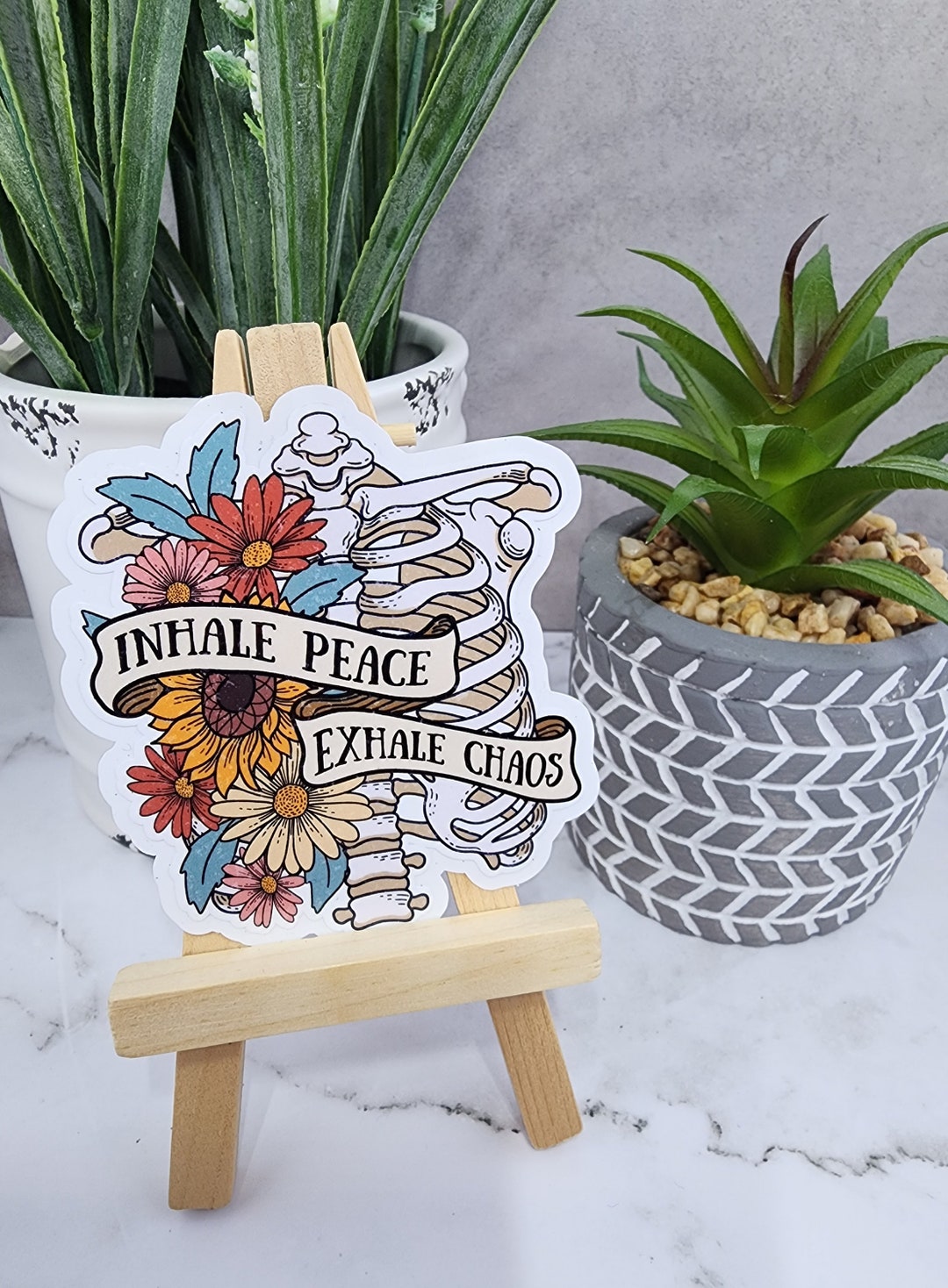 Inhale Peace Exhale Chaos Sticker Peace Sticker Peace Decals Floral ...