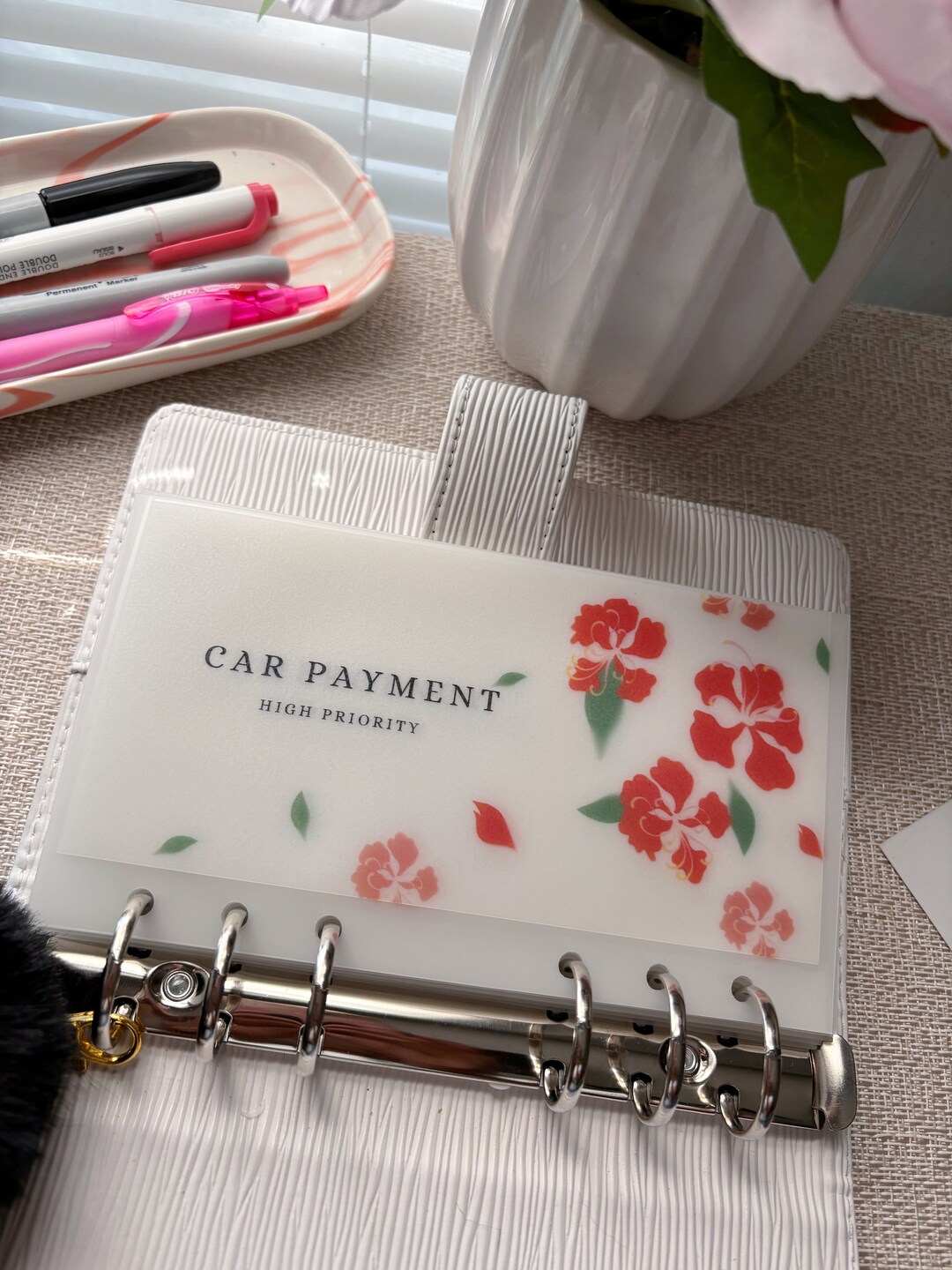 A6 Red Floral Matte & Glossy Vellum Cash Envelope - Etsy