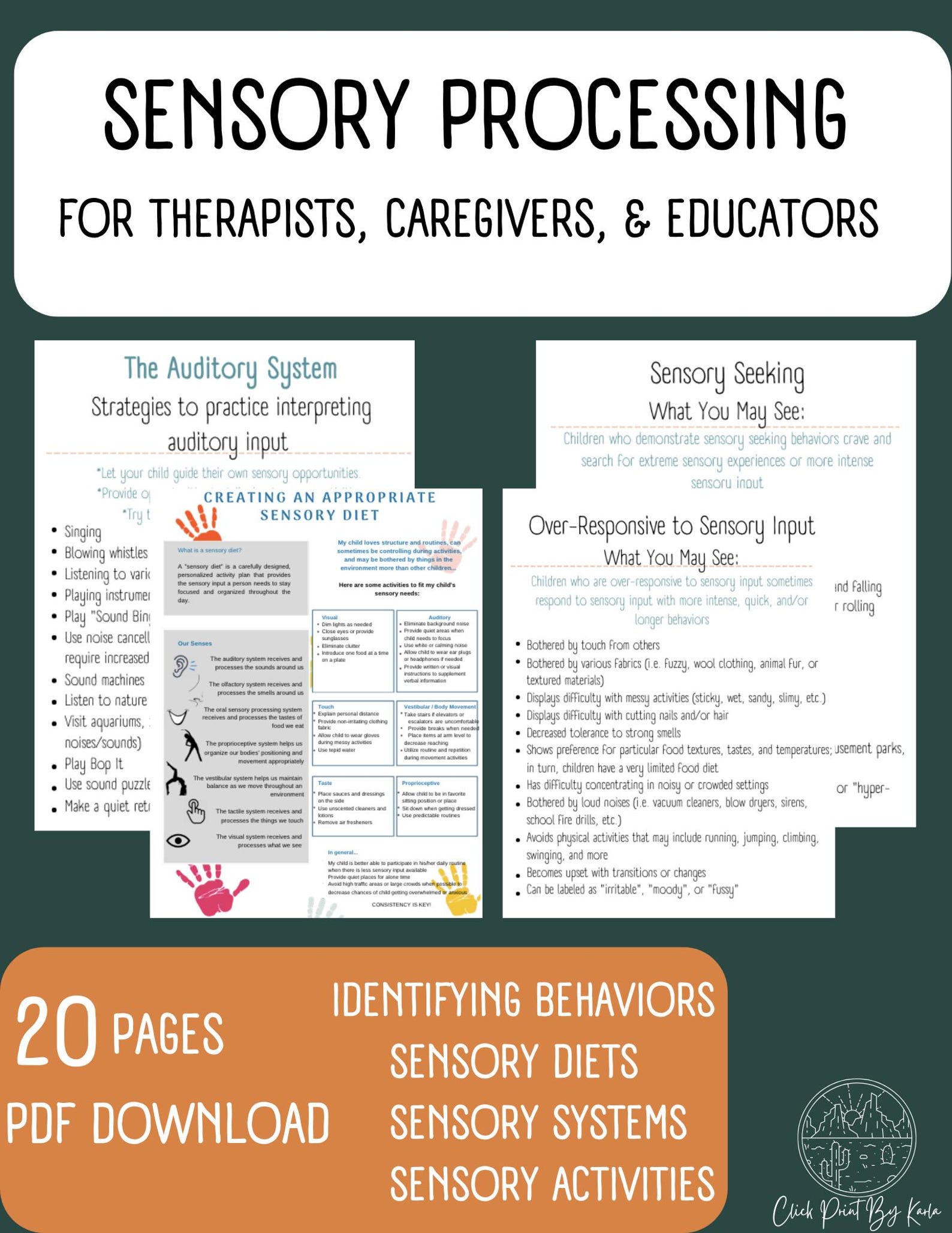 Occupational Therapy Handouts: Picky Eating, Sensory Processing, Self ...