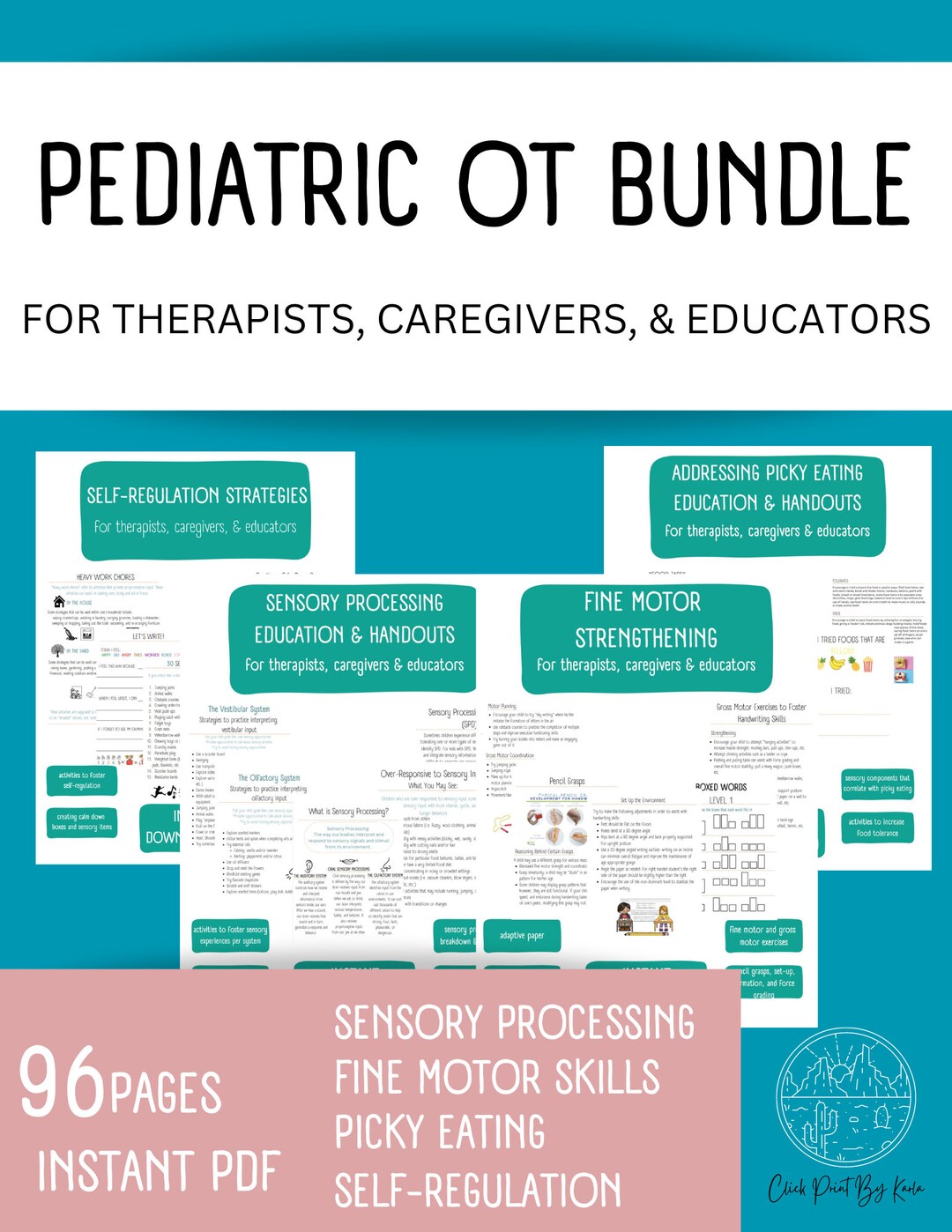 Digital Download 96 Pages of Pediatric OT Handouts addressing Picky ...