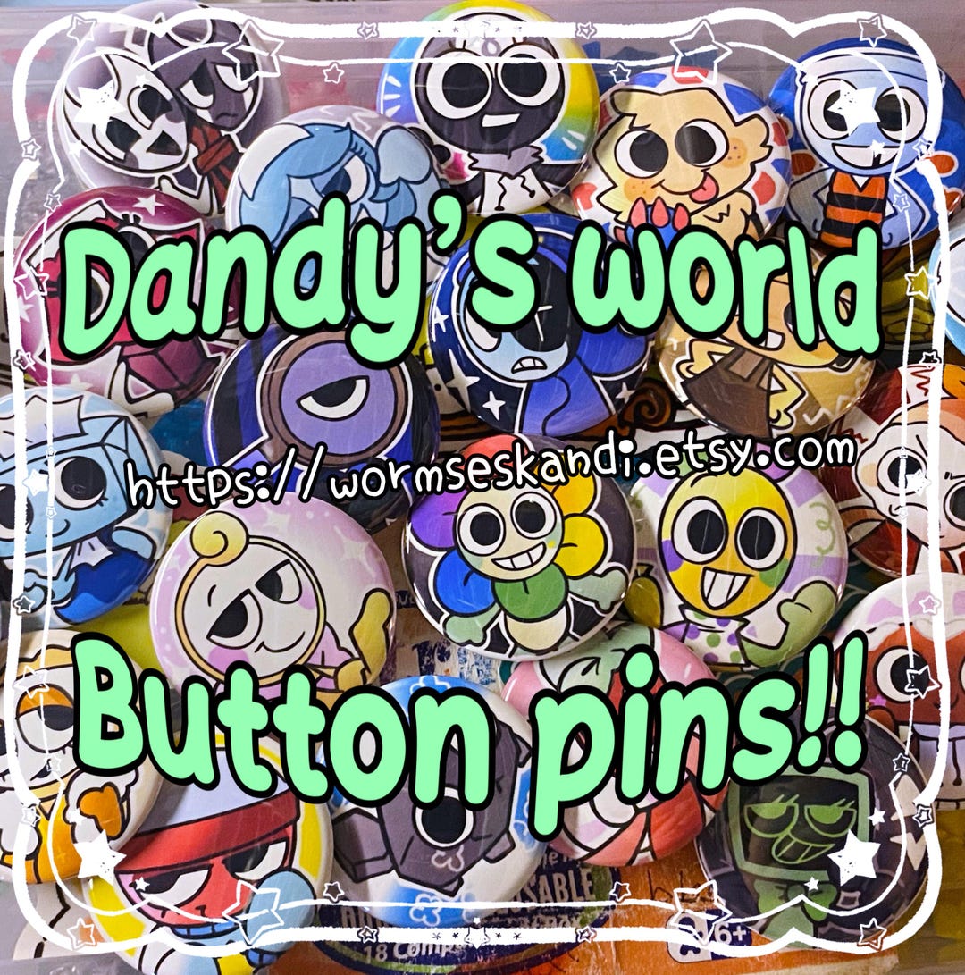 Brusha + Dyle Added! - Dandy’s World Button Pins!! - Etsy