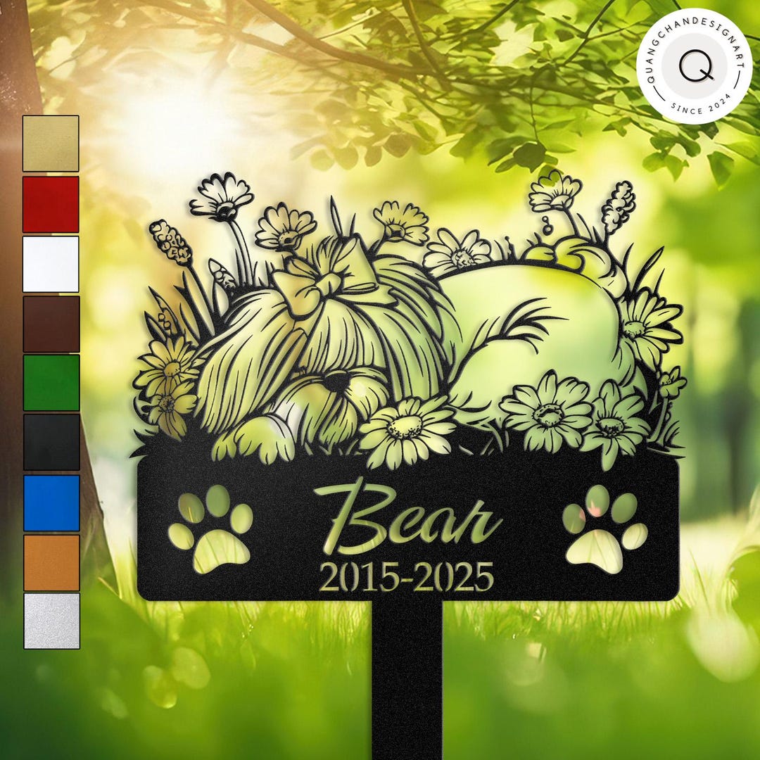 Personalized Sleeping Maltese Dog Memorial Stake, Custom Pet Temporary ...