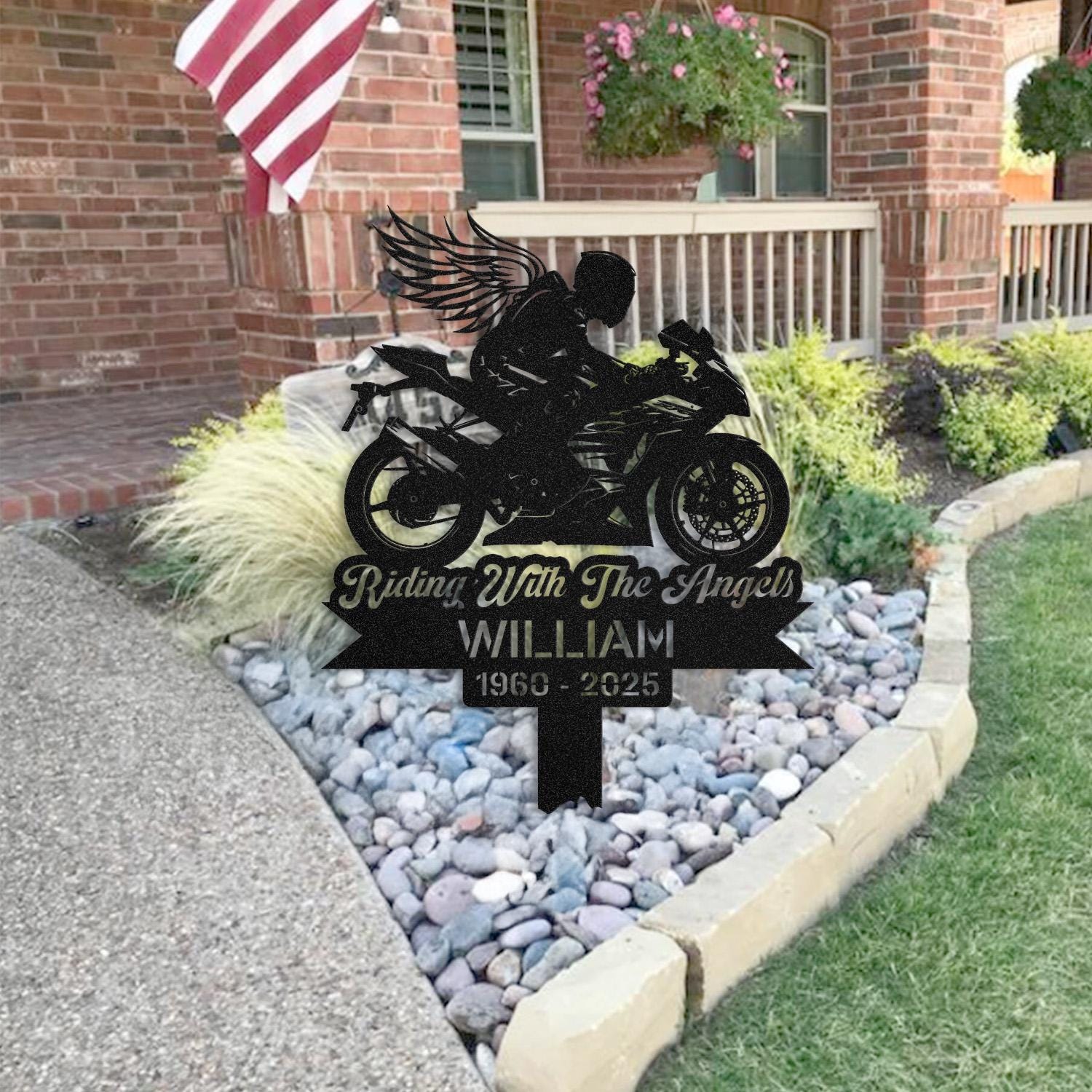 Personalized Sport Motorcycle Memorial Stake, Custom Biker Grave Marker ...