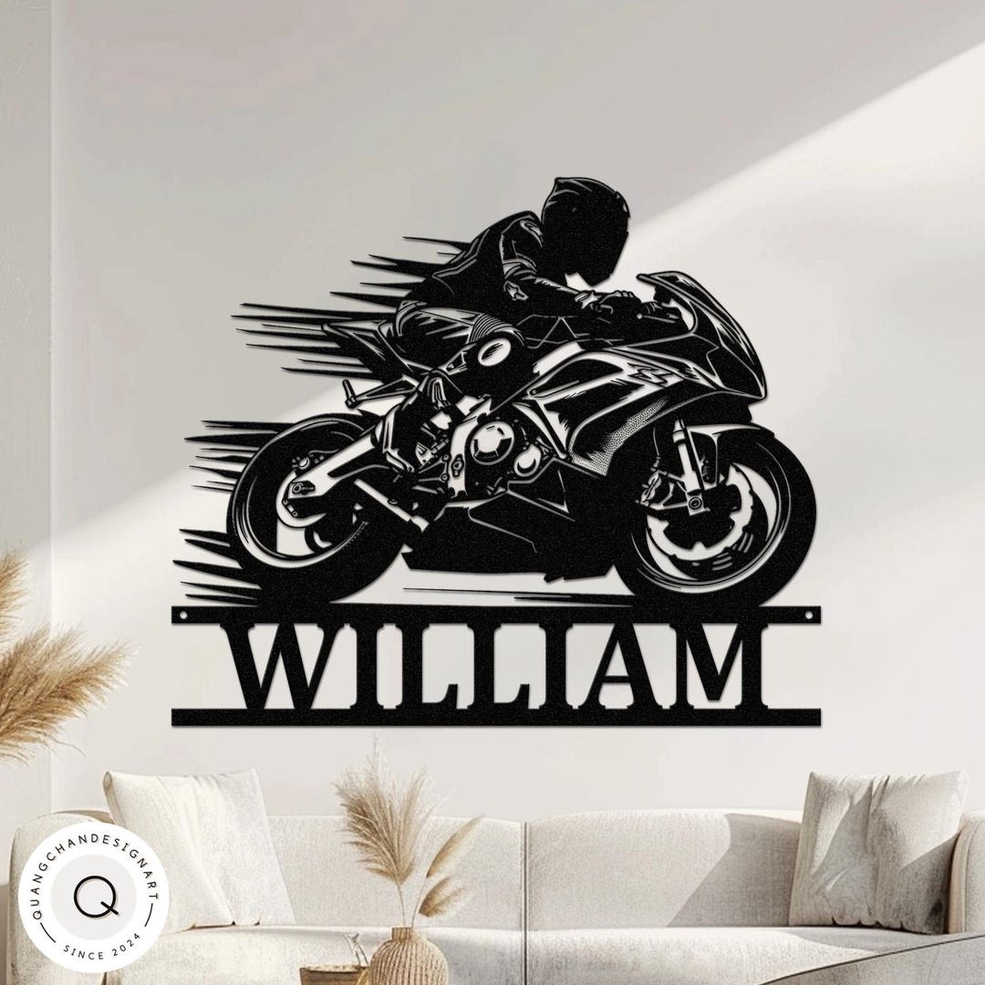 Personalized Motorcycle Racer Wall Art, Custom Sportbike Metal Sign for ...