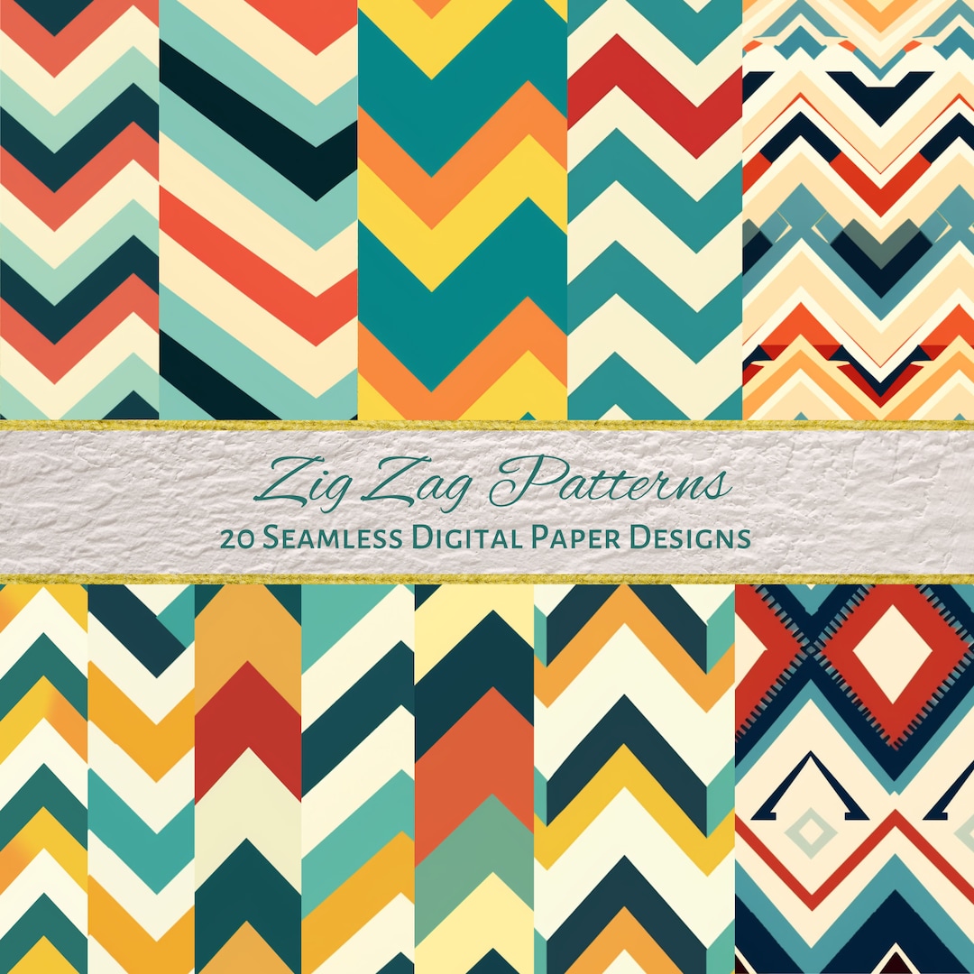 Seamless Zig Zag Patterns Digital Paper - Scrapbooking, Wrapping ...