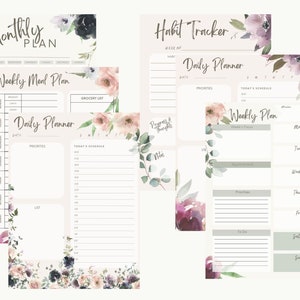 Floral Watercolor Planner, Printable Planner, Digital Planner ...