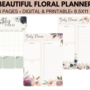 Floral Watercolor Planner, Printable Planner, Digital Planner ...