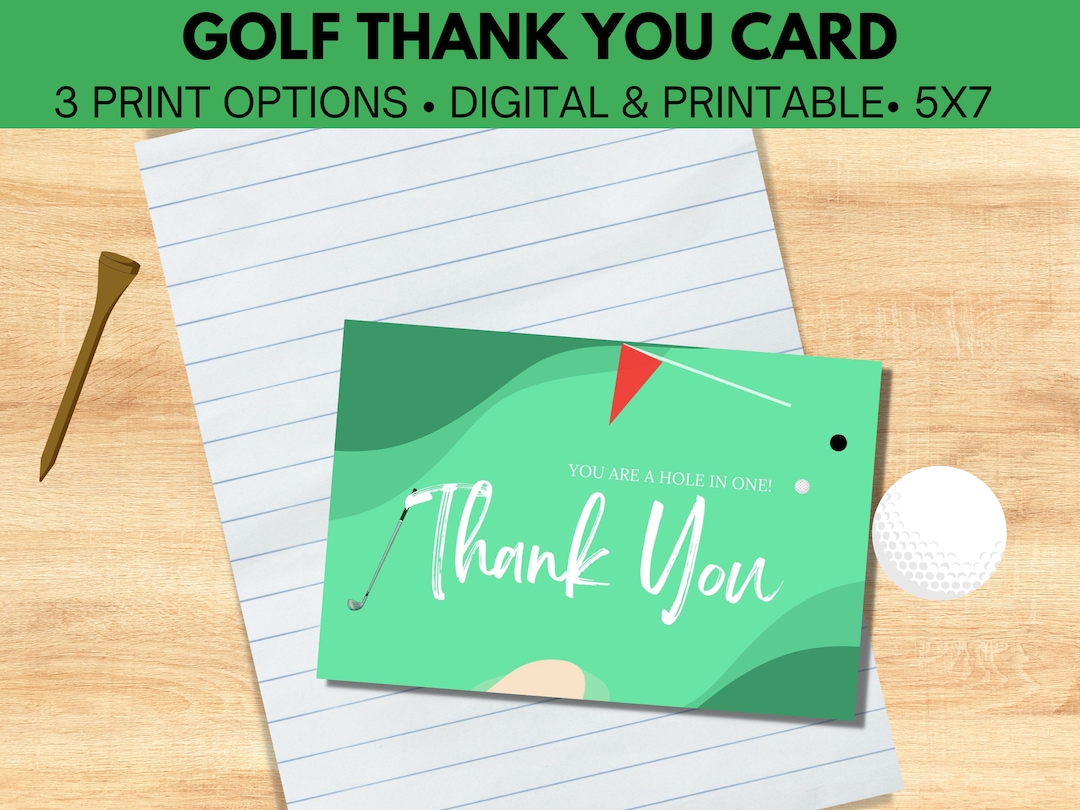 Golf Theme Thank You Card Printable, Thank You Card, Golf Thank You ...