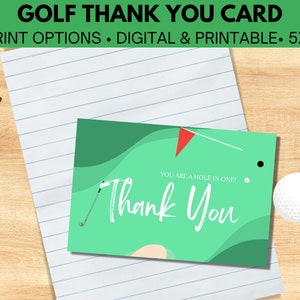 Golf Theme Thank You Card Printable, Thank You Card, Golf Thank You ...