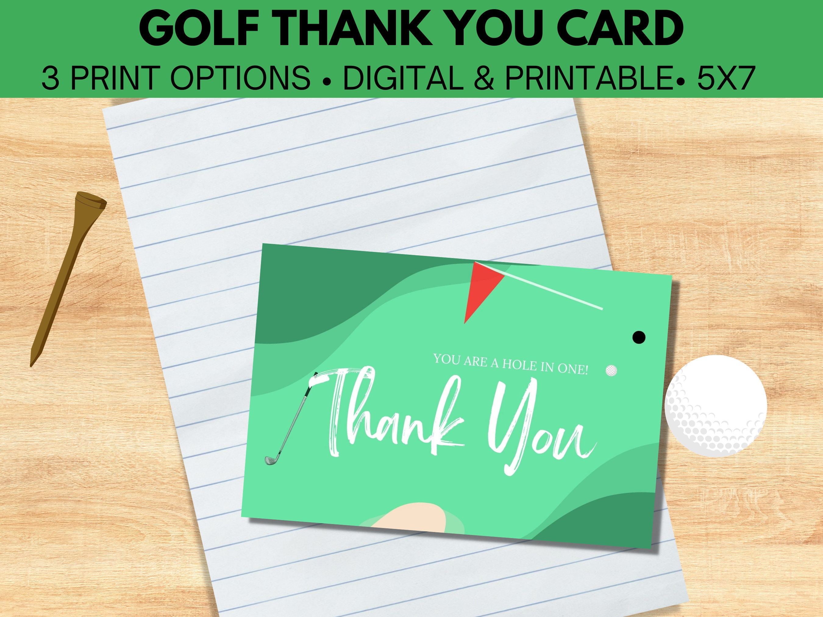 Golf Theme Thank You Card Printable, Thank You Card, Golf Thank You ...