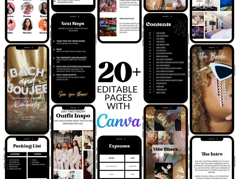 Bachelorette Party Itinerary Template Digital Bachelorette Itinerary ...